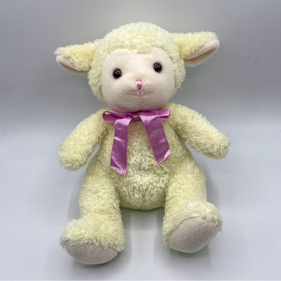 Omega Toy | Toys | Omega Toy Yellow Lamb Plush Sitting Purple Bow ...